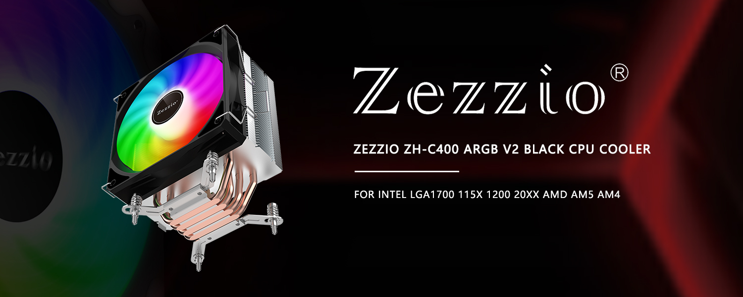 Zezzio ZH-C400 ARGB V2 Black 4 Heat pipe CPU Cooler